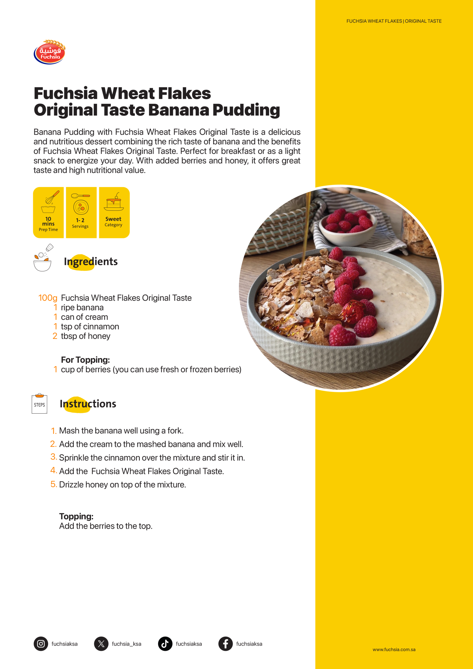 Fuchsia Wheat Flakes Original Taste Banana Pudding – Wheat Flakes Recipes